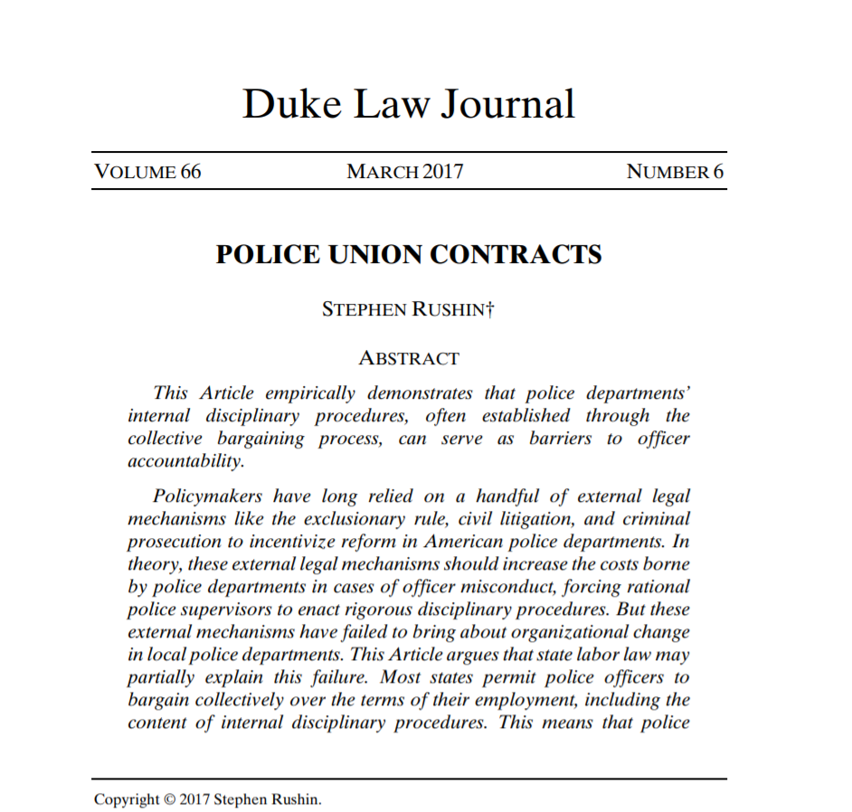 Police Union Contracts - THE HUB