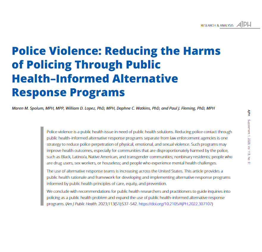 Police Violence: Reducing the Harms of Policing Through Public Health ...