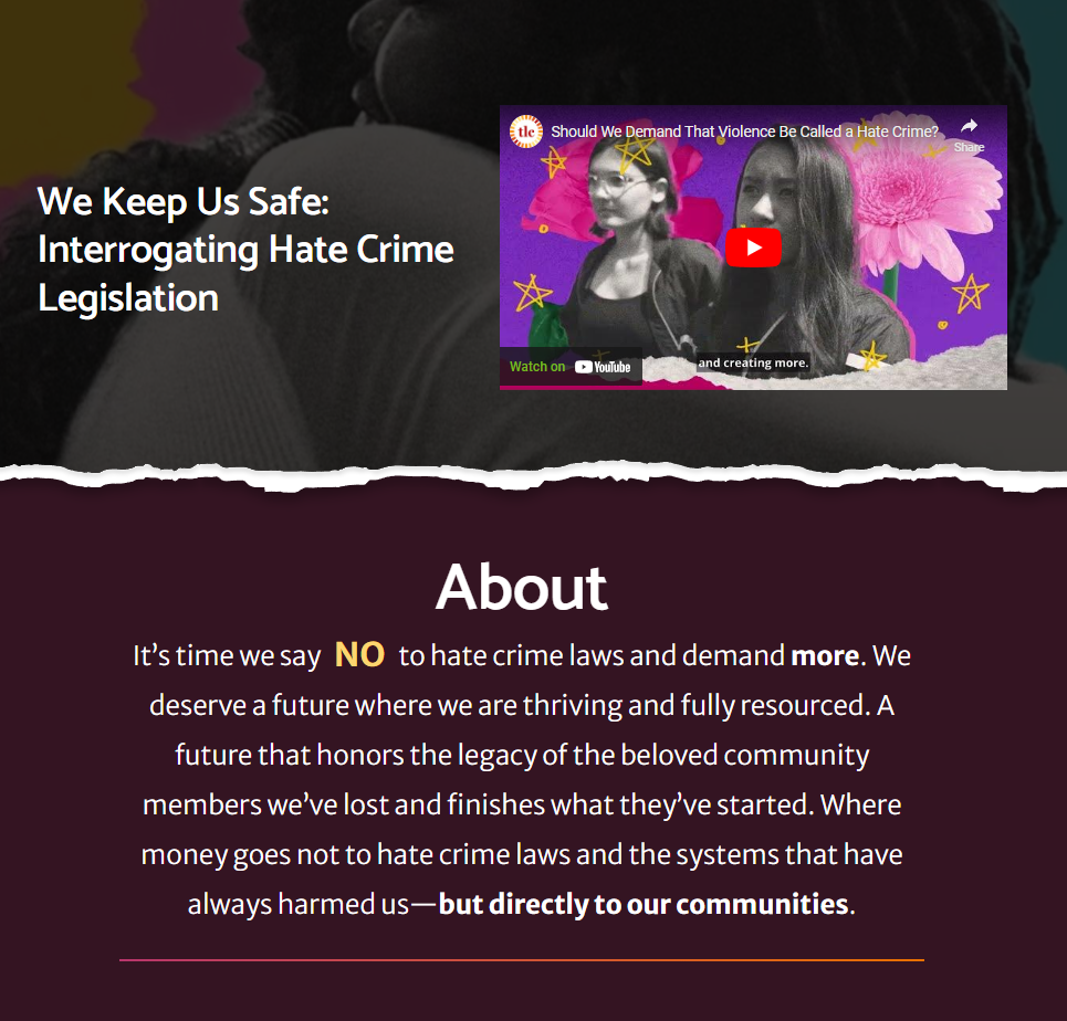 We Keep Us Safe: Interrogating Hate Crime Legislation - THE HUB