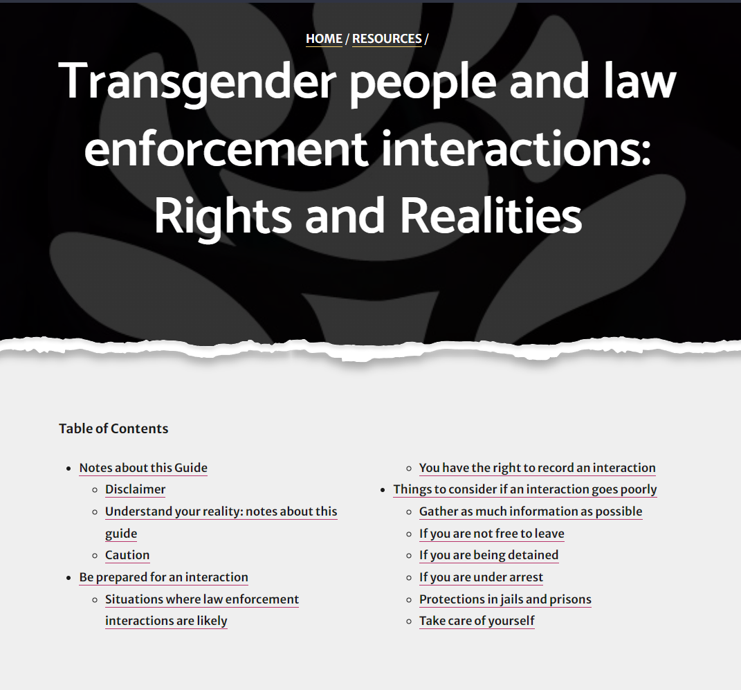 Transgender people and law enforcement interactions: Rights and ...